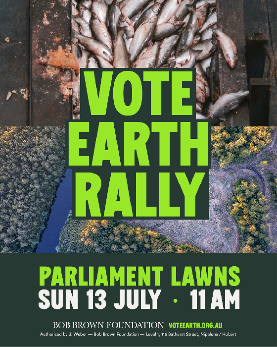 Vote Earth rally Parliament lawns 13 July :: NOFF